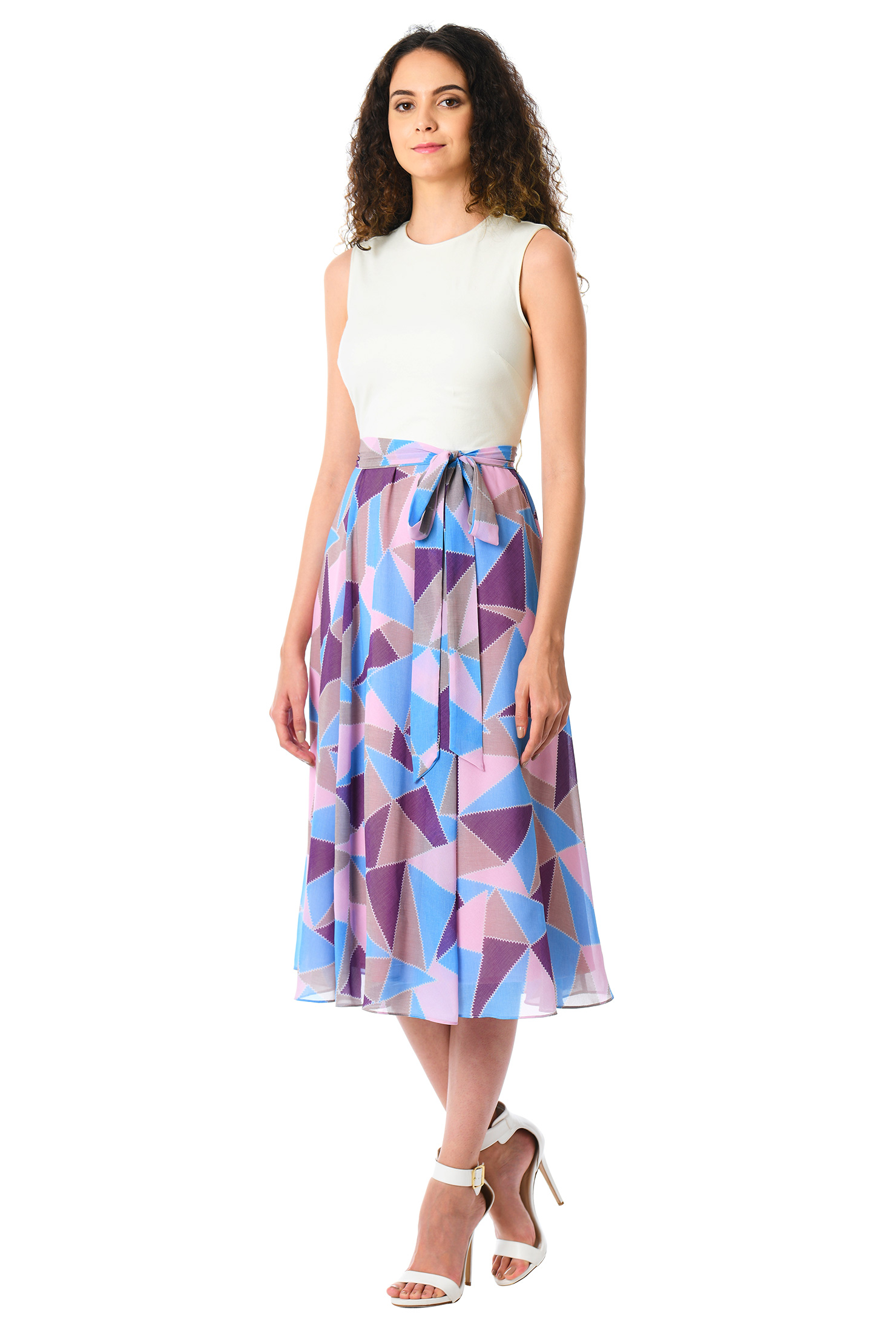 Shop Graphic patch print mixed media dress | eShakti