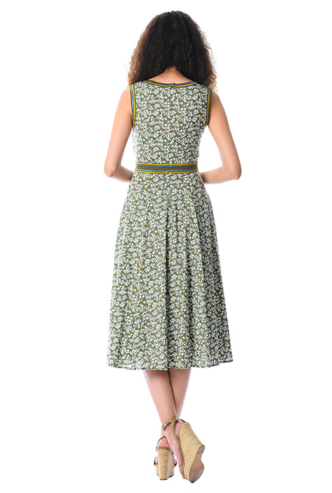 Shop Ditsy floral print embellished trim dress | eShakti