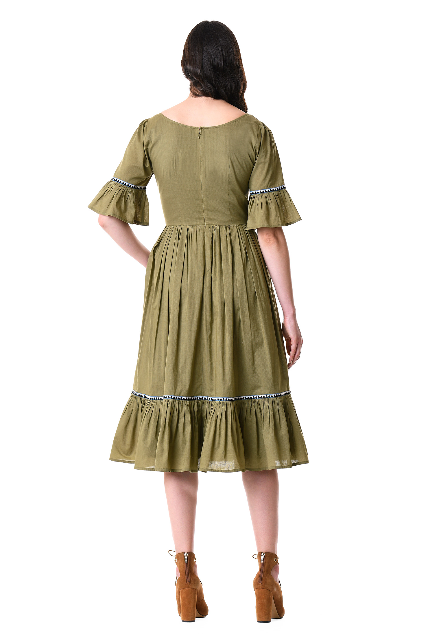 Shop Ruffle floral embellished cotton dress | eShakti