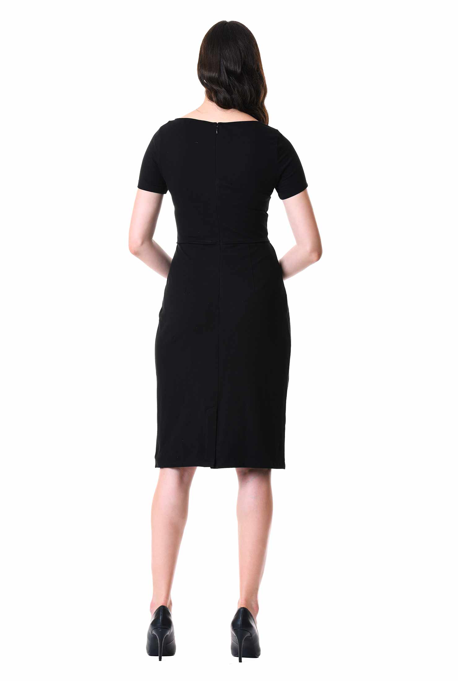 Shop Pleat front cotton knit sheath dress | eShakti