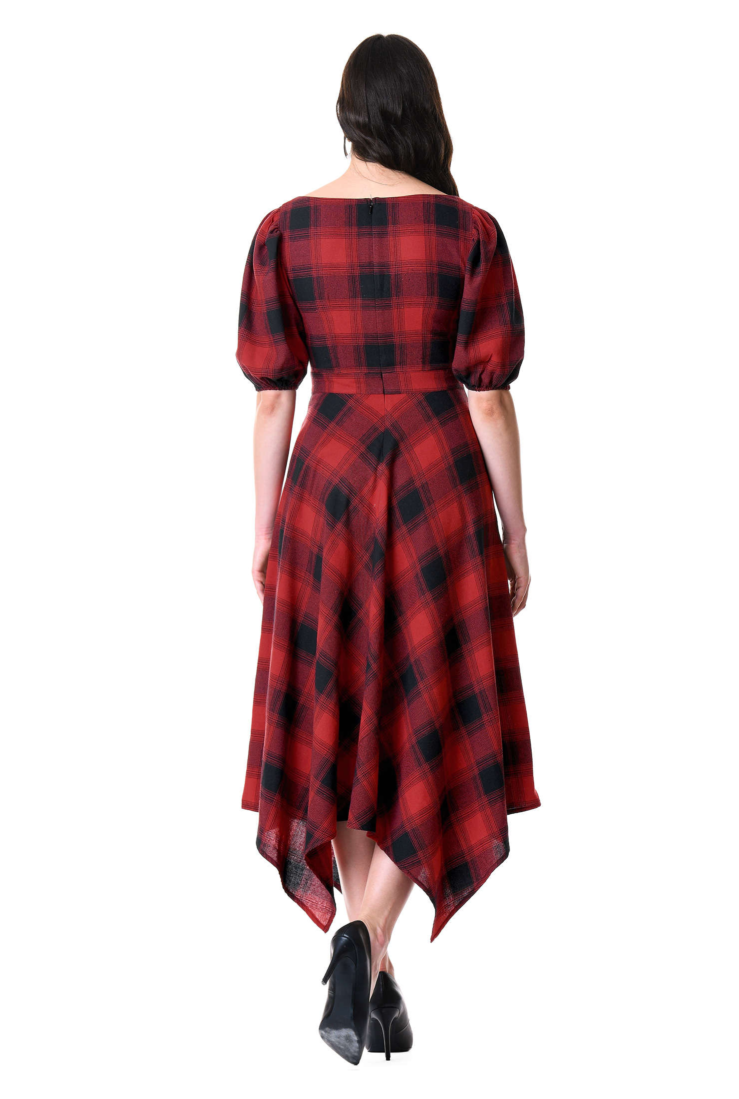 Shop Cotton check handkerchief hem dress | eShakti