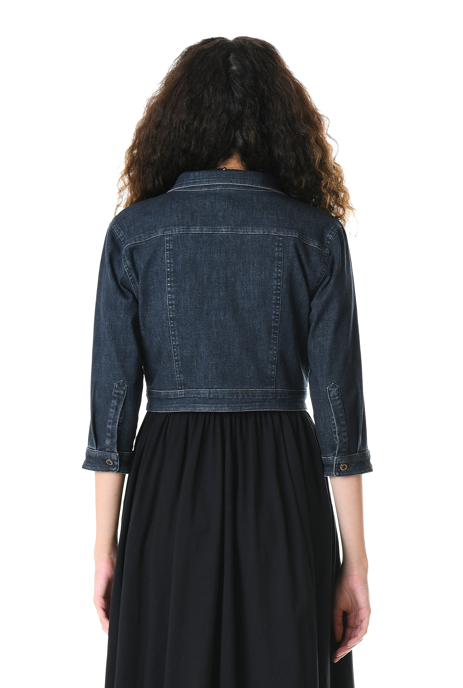 Shop Deep indigo denim crop jacket | eShakti
