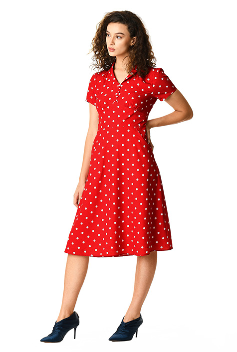 Shop Polka dot print crepe banded empire dress | eShakti