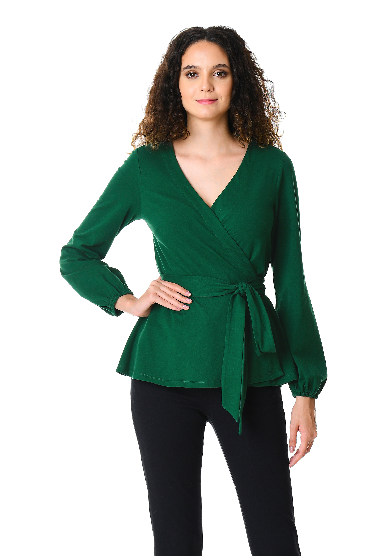 Shop Cotton knit wrap top | eShakti