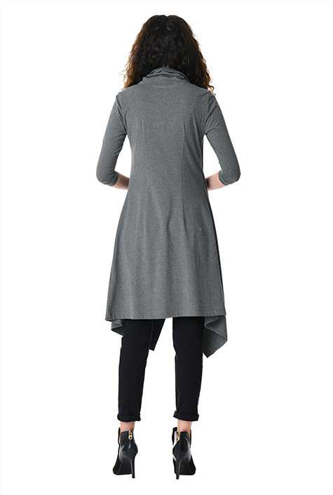 Shop Cowl neck cotton knit asymmetric wrap tunic | eShakti