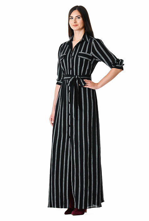 Shop Stripe print cotton maxi shirtdress | eShakti