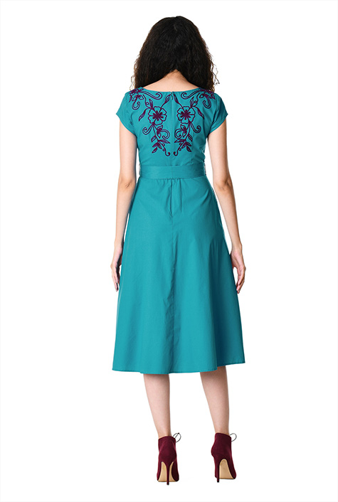 Shop Filigree embellished cotton poplin dress | eShakti