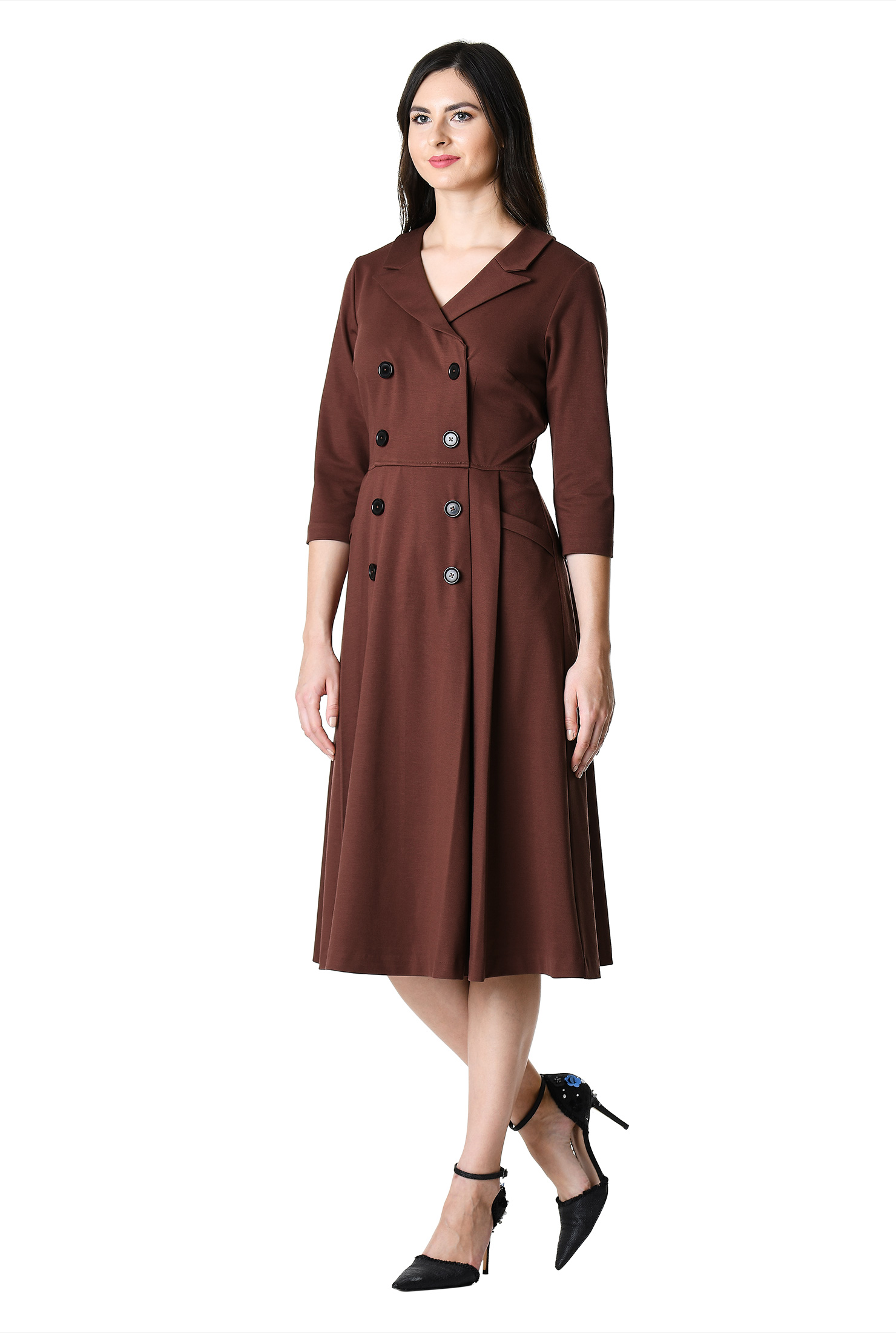 Shop Double breasted ponte knit dress | eShakti