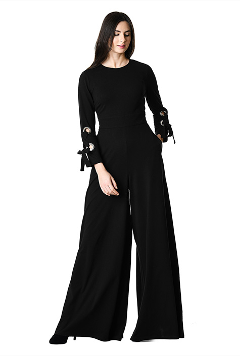 Shop Lace-up cuff cotton knit jumpsuit | eShakti