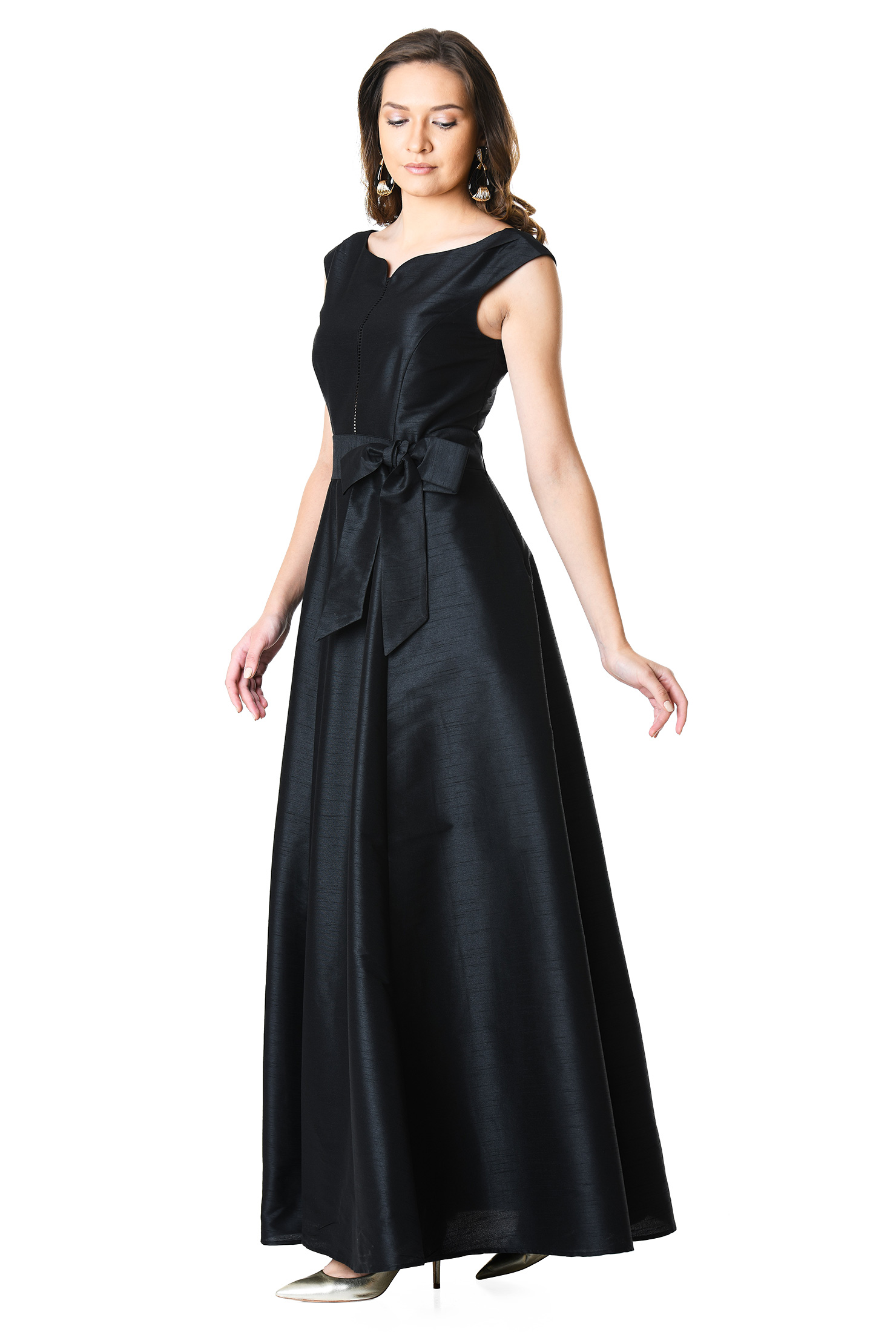 Shop Sweetheart dupioni maxi dress | eShakti