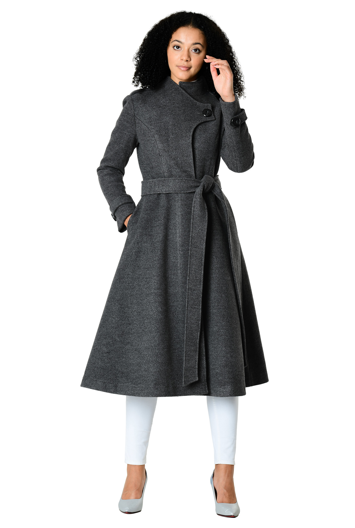 Shop Wool blend sash tie coat | eShakti