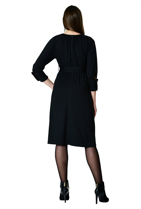 Shop Reindeer embellished cotton knit obi belt dress | eShakti