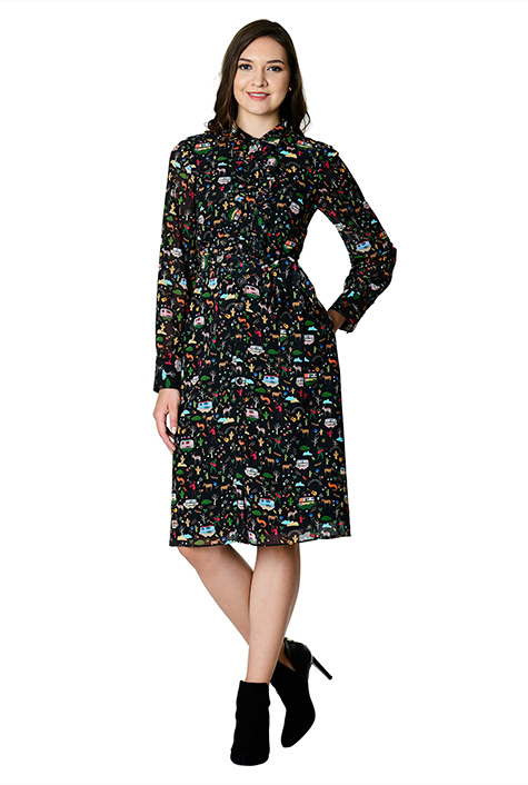 Shop Trailer print georgette ruffle shirtdress | eShakti