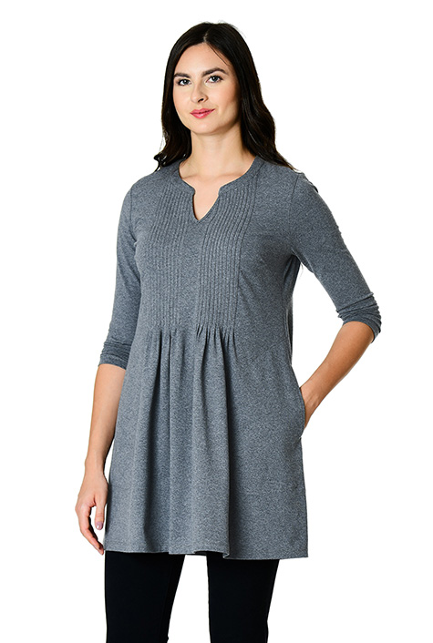 Shop Pintuck pleat cotton knit tunic | eShakti