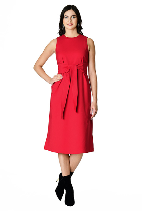 Shop Tie-waist cotton blend vented dress | eShakti