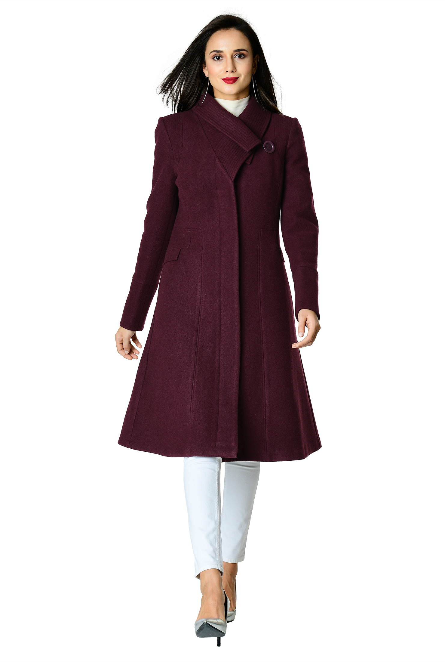 Shop Envelope collar wool blend coat | eShakti