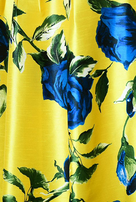 Shop One-shoulder rose print dupioni maxi dress | eShakti