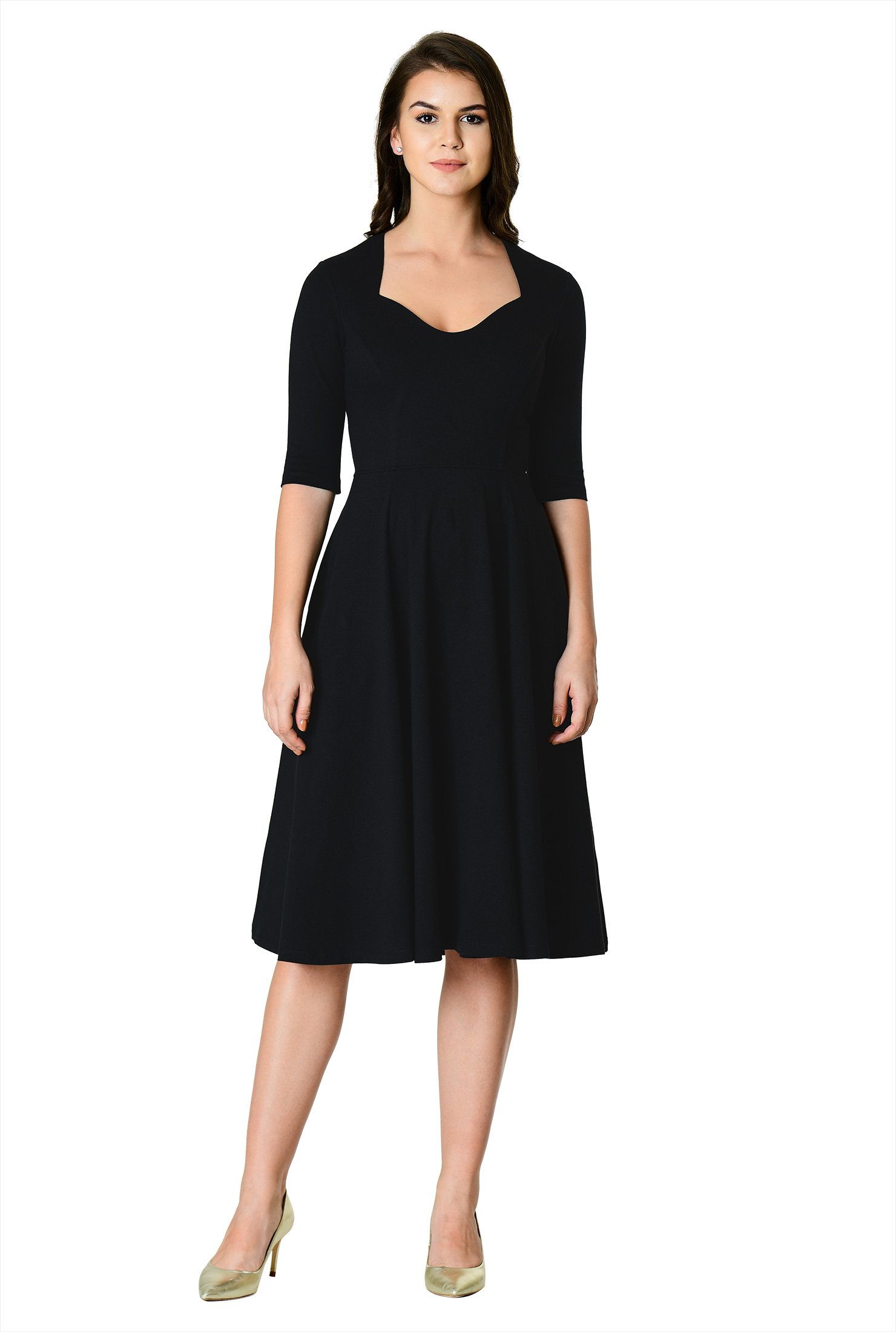 Shop Sweetheart cotton knit fit-and-flare dress | eShakti