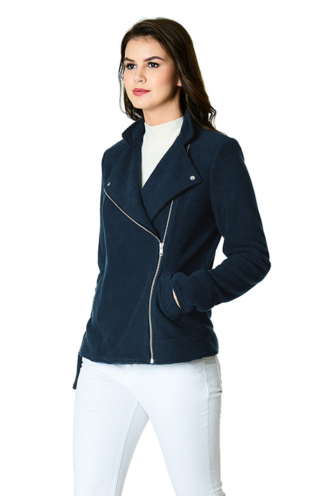 Shop Fleece knit zip front moto jacket | eShakti