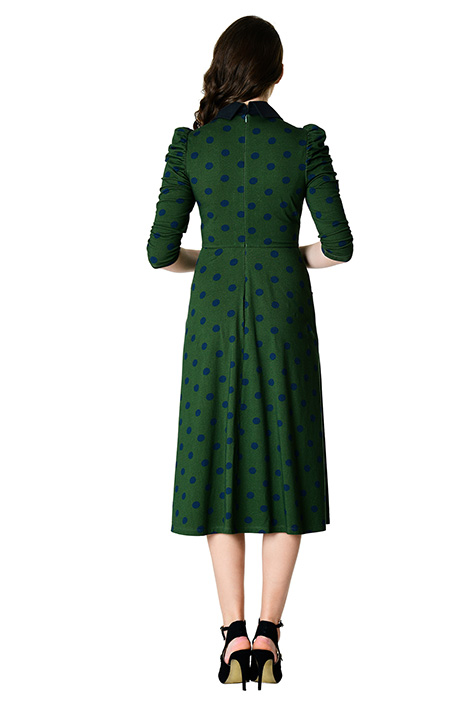 Shop Polka dot cotton knit banded empire dress | eShakti