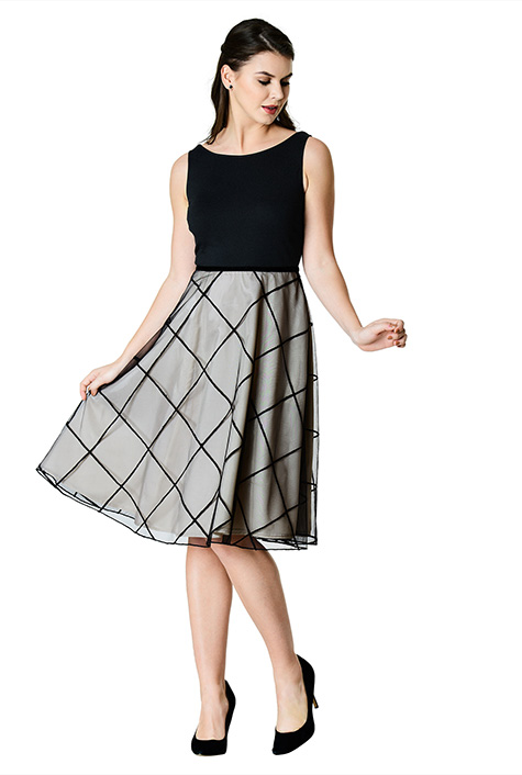 Shop Graphic wool embellished mixed media dress | eShakti