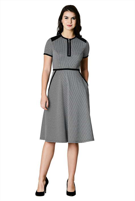 Shop Nailshead check ponte knit dress | eShakti