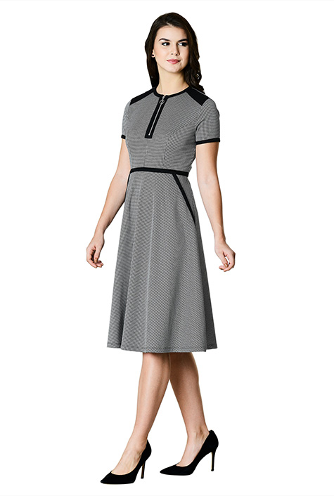 Shop Nailshead check ponte knit dress | eShakti