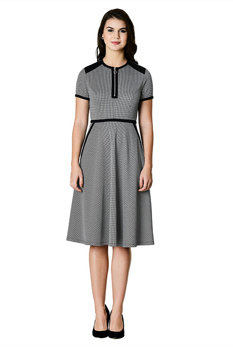 Shop Nailshead check ponte knit dress | eShakti