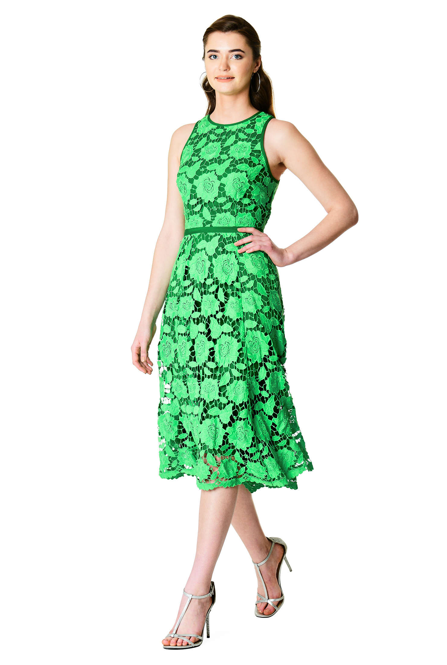 Shop Floral embroidered lace cutwork dress | eShakti