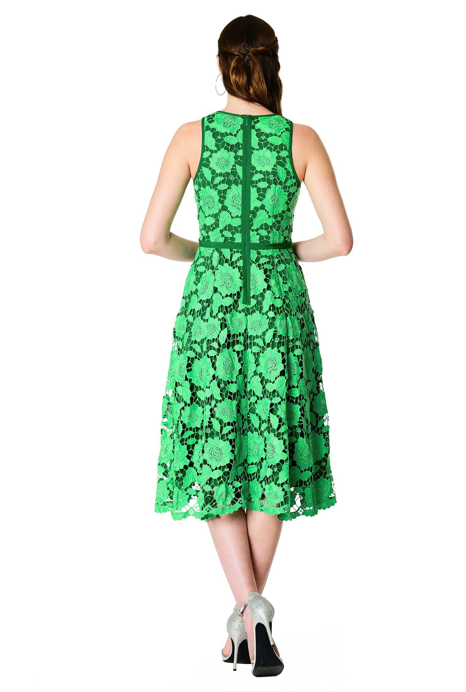 Shop Floral embroidered lace cutwork dress | eShakti