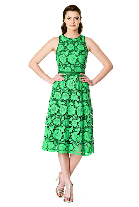 Shop Floral embroidered lace cutwork dress | eShakti