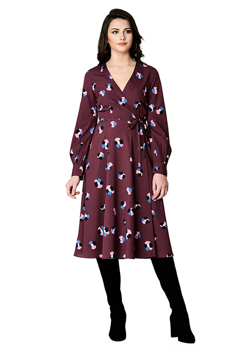 Shop Floral print crepe wrap dress | eShakti