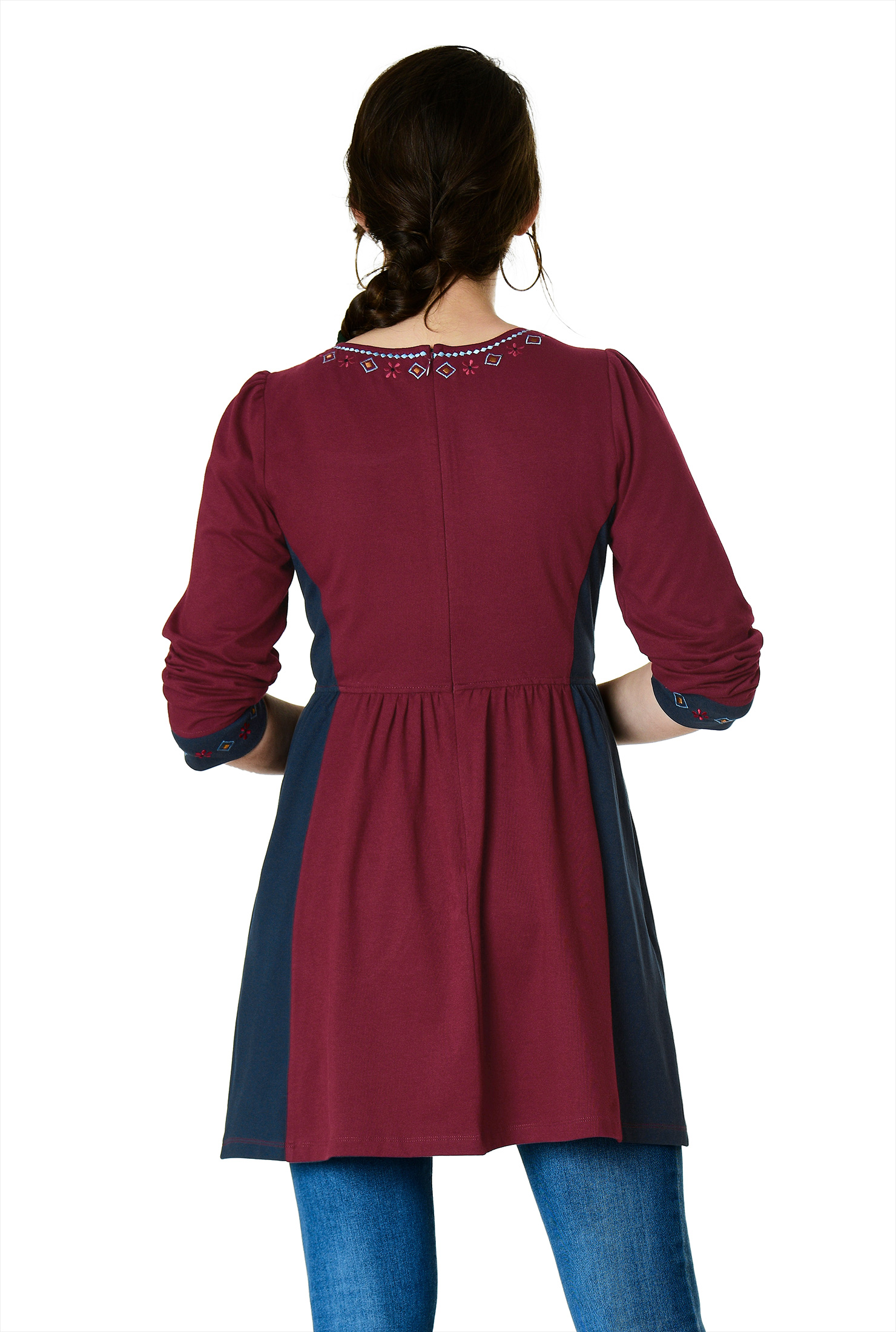 Shop Floral embellished cotton knit tunic | eShakti