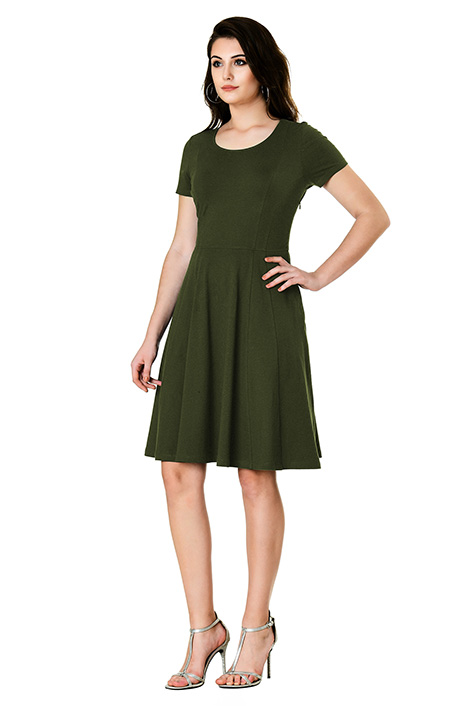 Shop Cotton knit fit-and-flare dress | eShakti