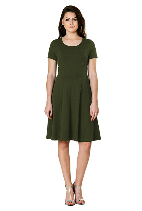 Shop Cotton knit fit-and-flare dress | eShakti
