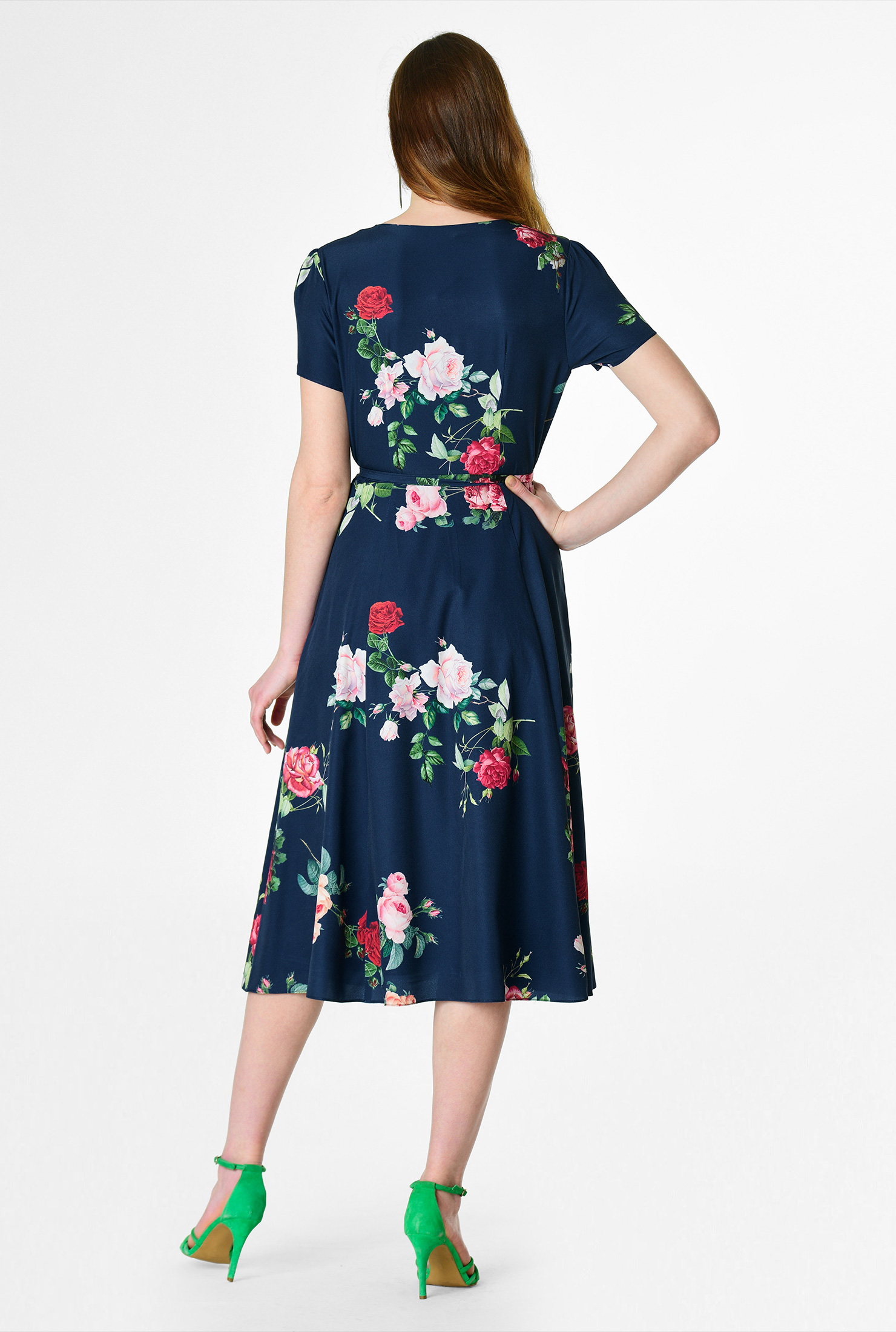 Shop Floral print crepe wrap dress | eShakti