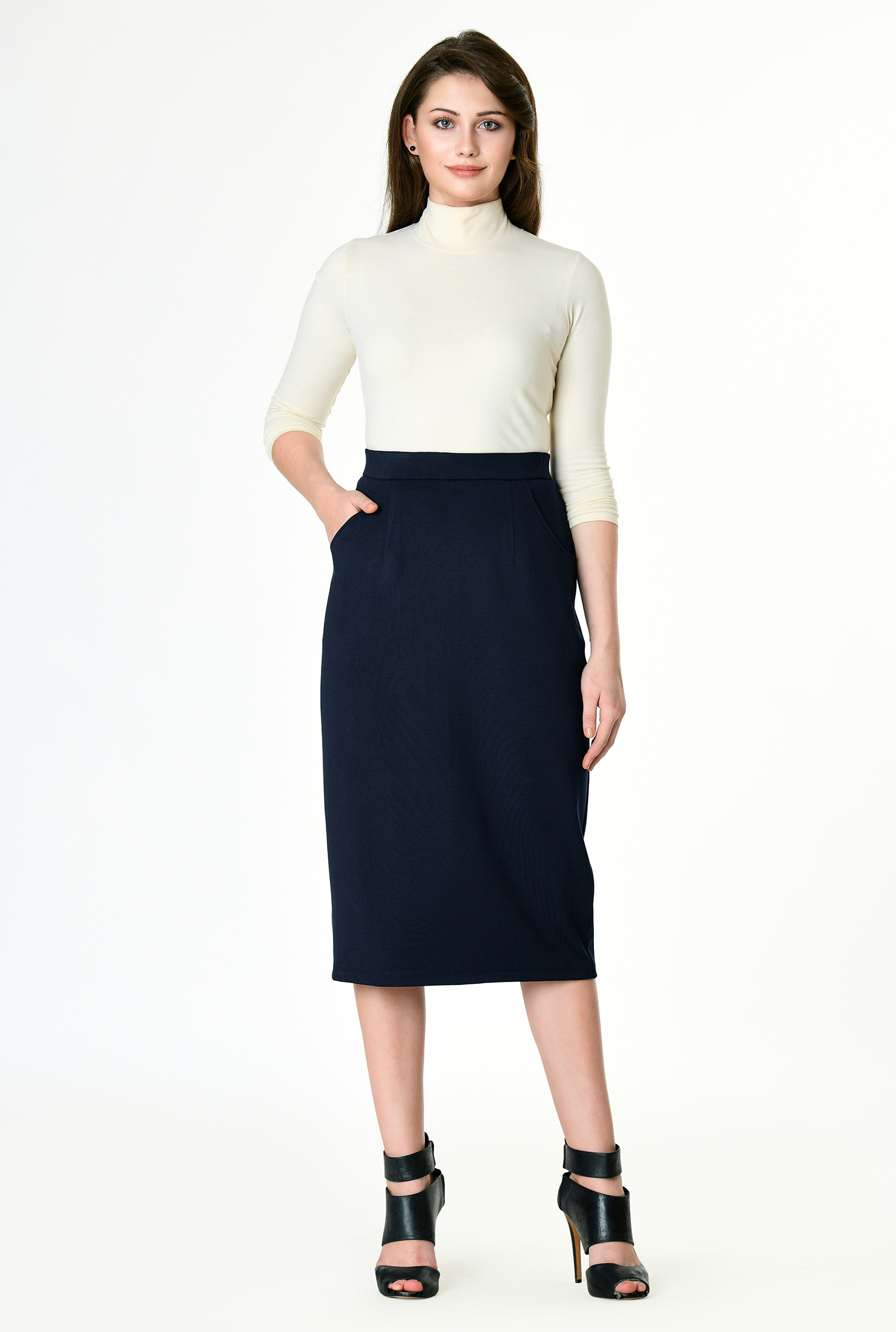 Shop Ponte knit pencil skirt | eShakti