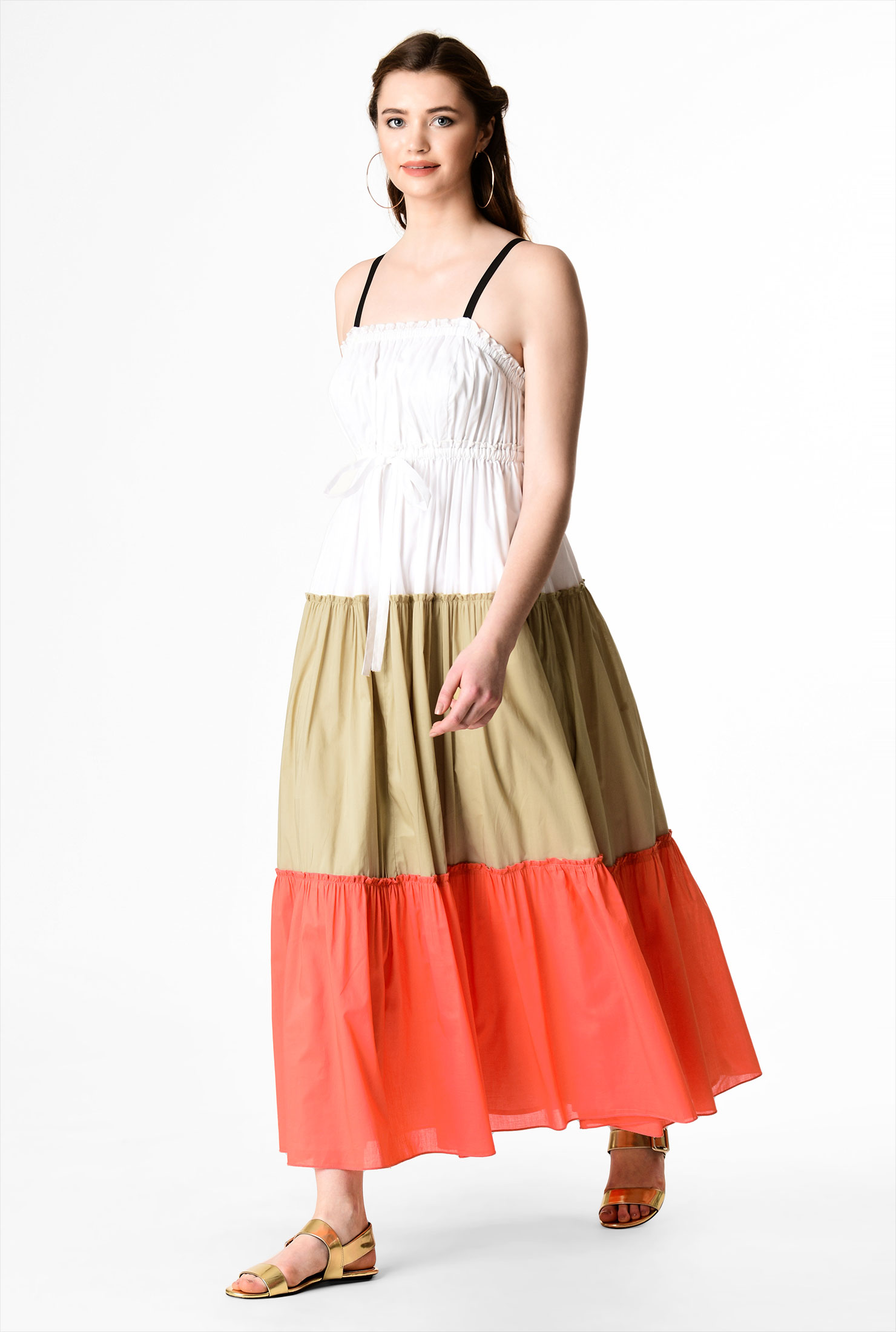 Shop Ruched tier cotton voile sundress | eShakti
