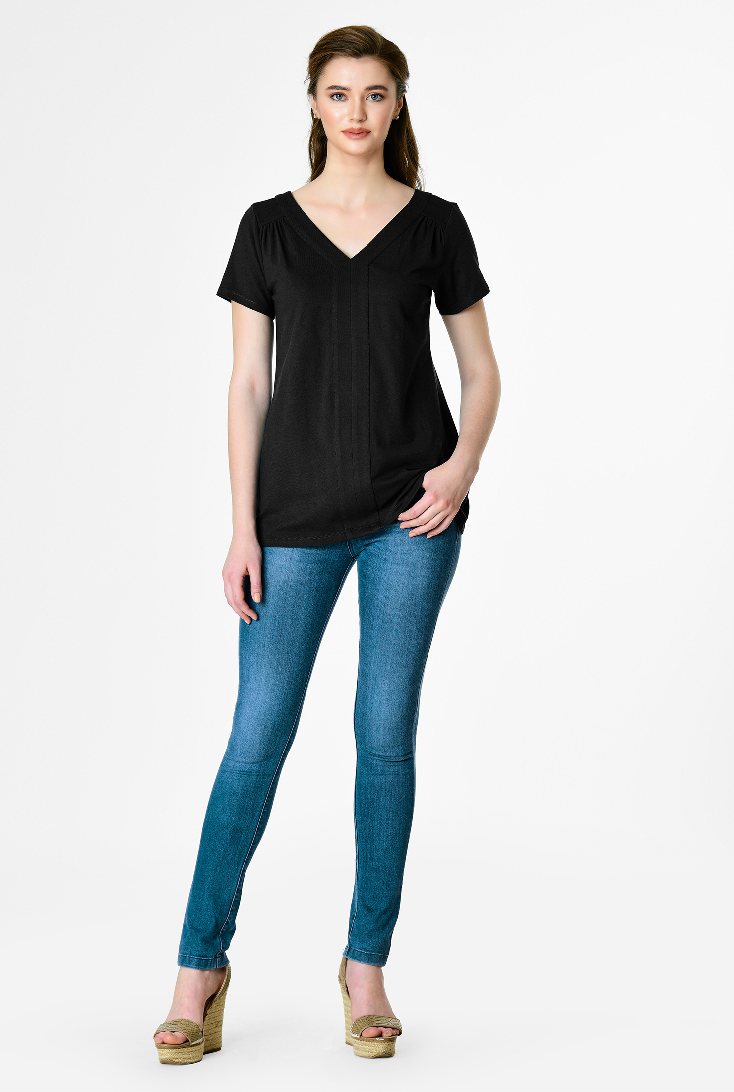 Shop Ruched back cotton knit tunic | eShakti