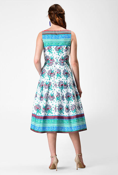 Shop Floral border print cotton dress | eShakti