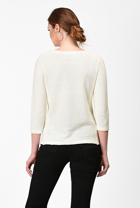 Shop Cotton linen sweater knit top | eShakti