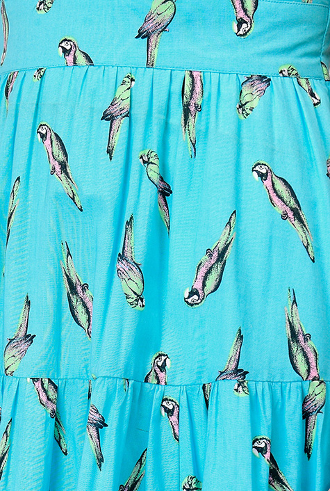 Shop Parrot print cotton tier dress | eShakti