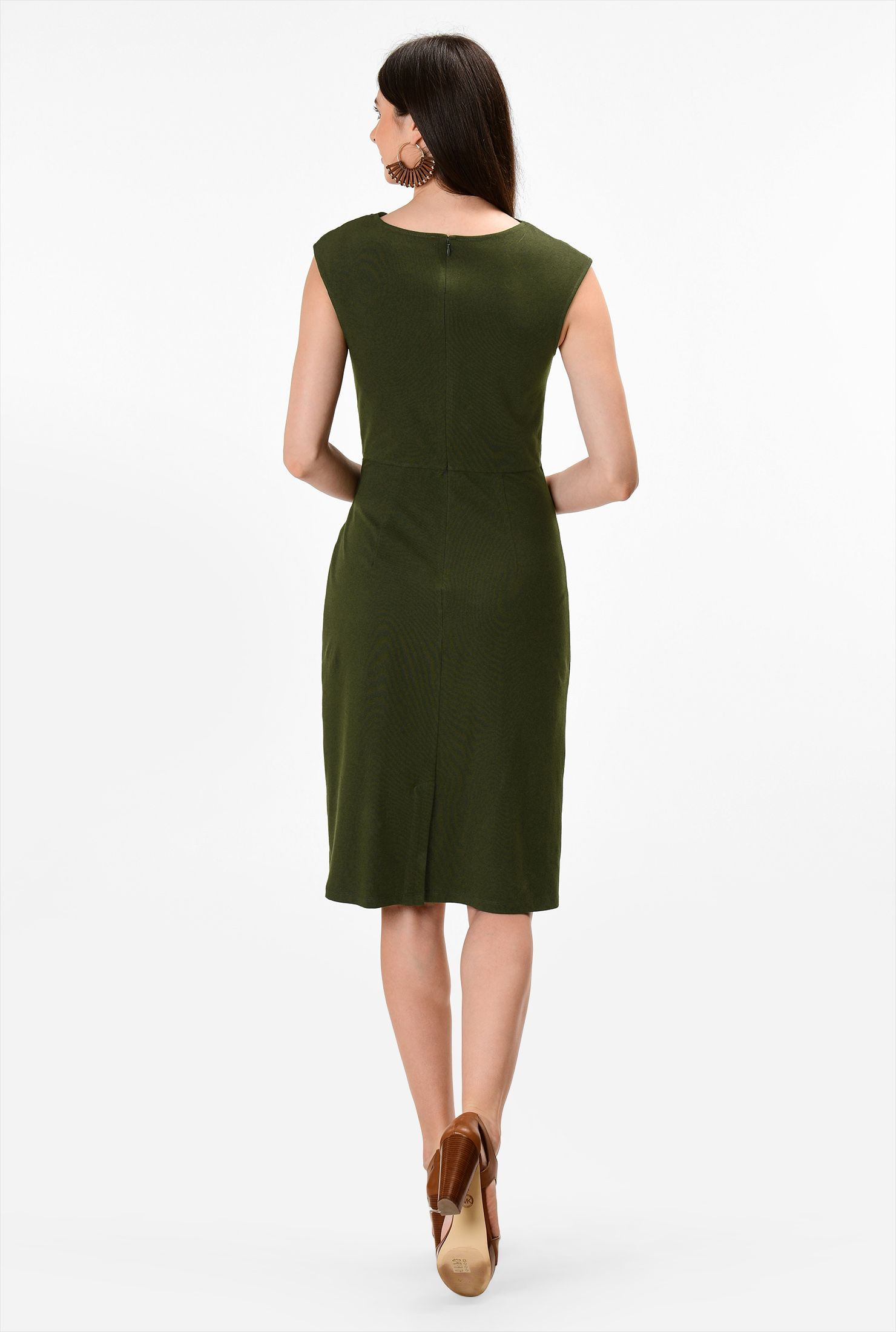 Shop Knot waist cotton knit sheath dress | eShakti