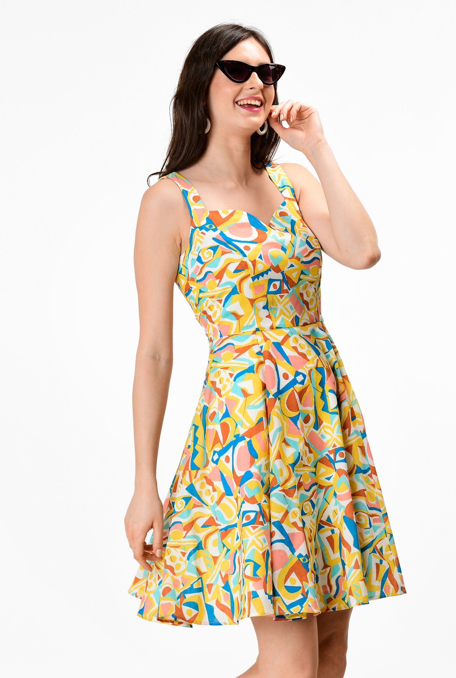 Shop Graphic art print cotton dress | eShakti