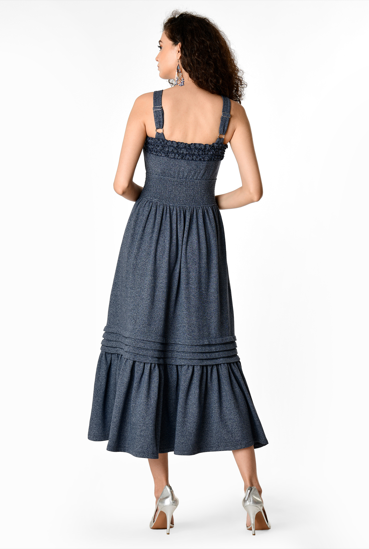 Shop Flounce hem cotton knit smocked sundress | eShakti