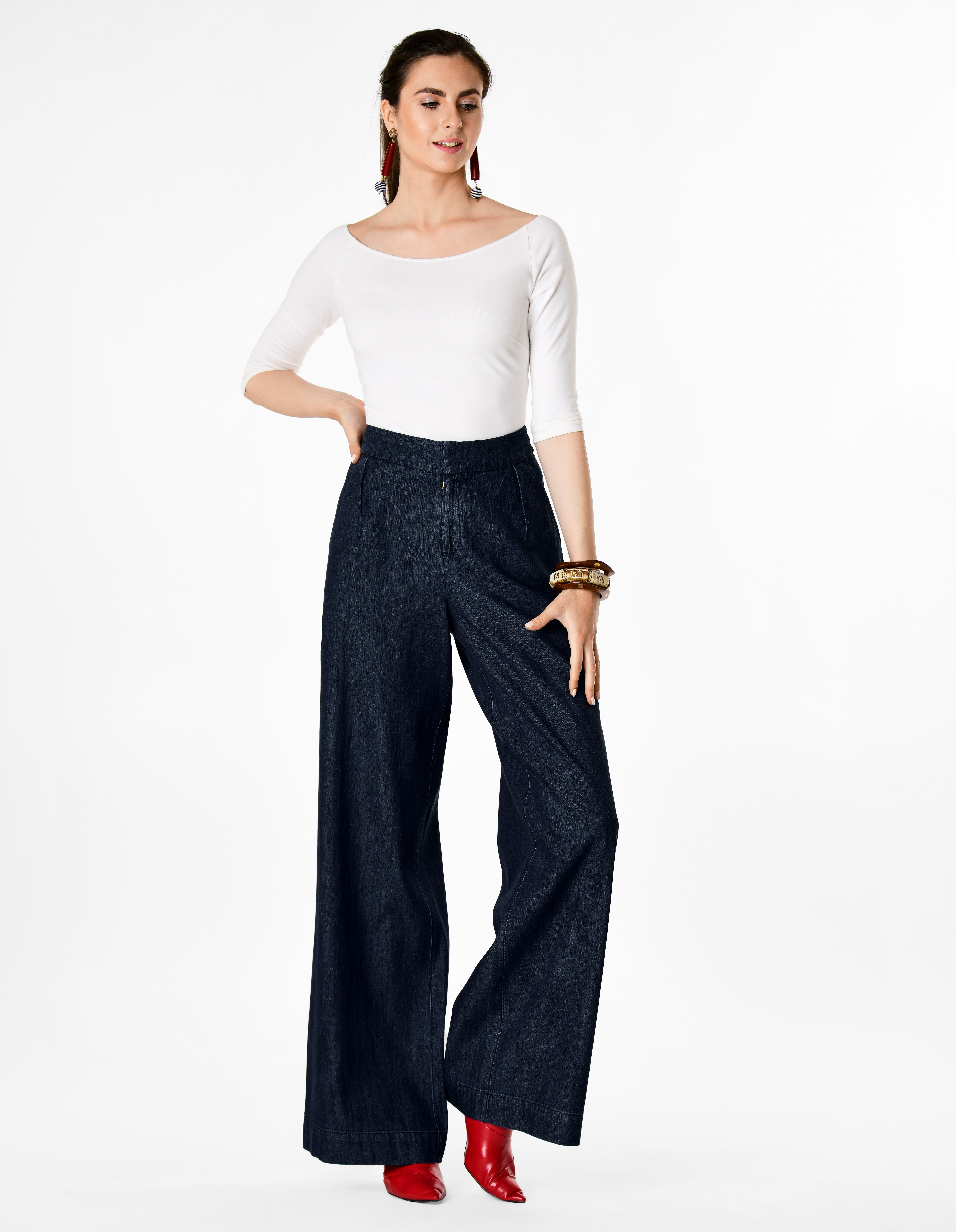 Shop Cotton denim palazzo pants | eShakti