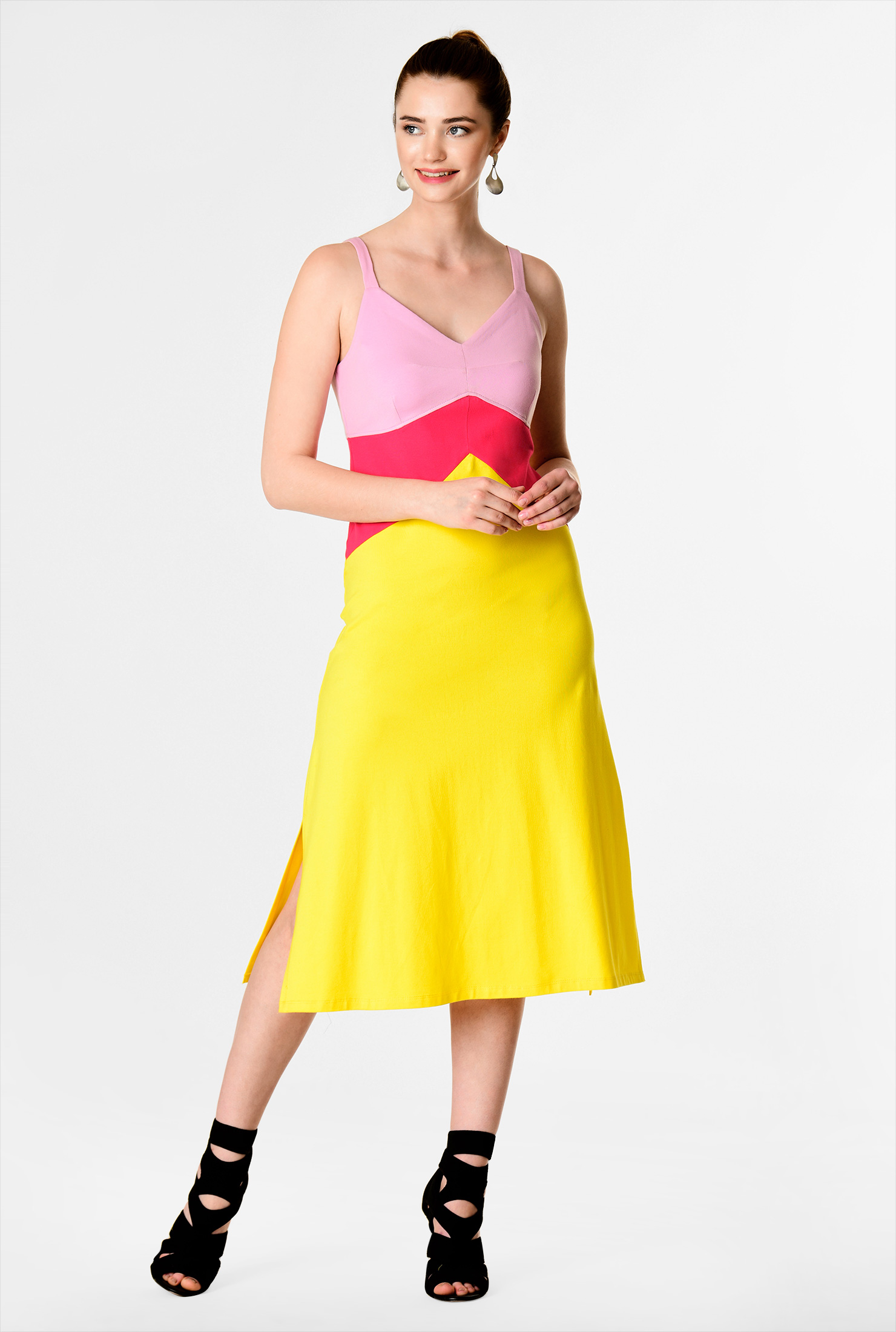 Shop Colorblock cotton knit empire sundress | eShakti