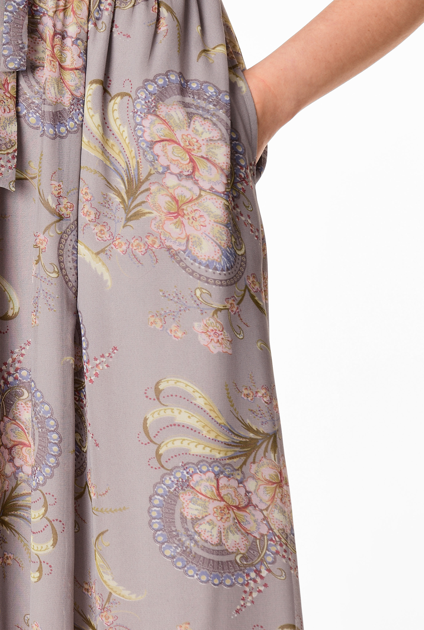 Shop Floral print drawstring ties georgette dress | eShakti