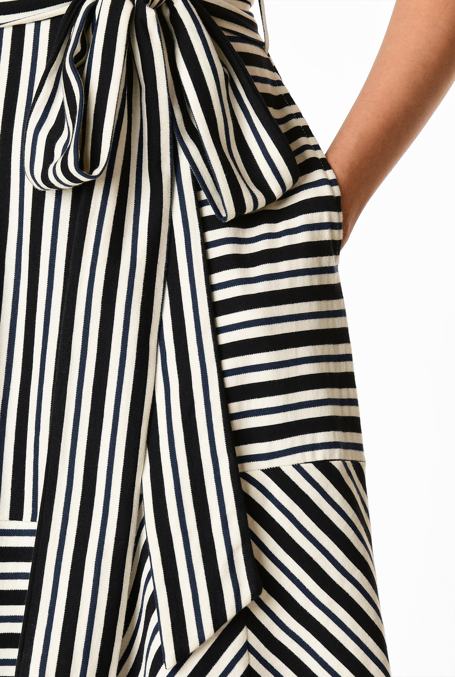 Shop Two-tone stripe cotton knit dress | eShakti