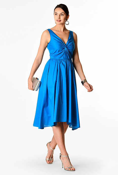 Shop Knot front cotton voile dress | eShakti